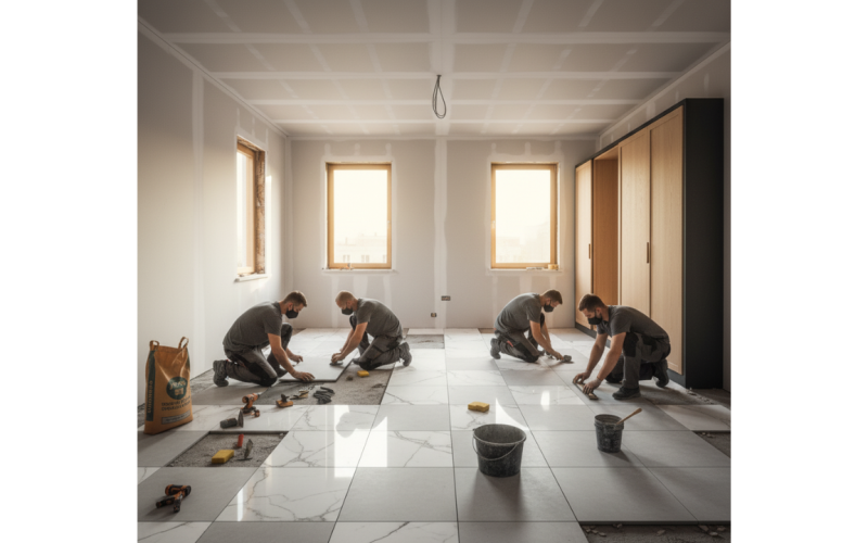 Tile & Flooring Work Progress – Construction Update 2025