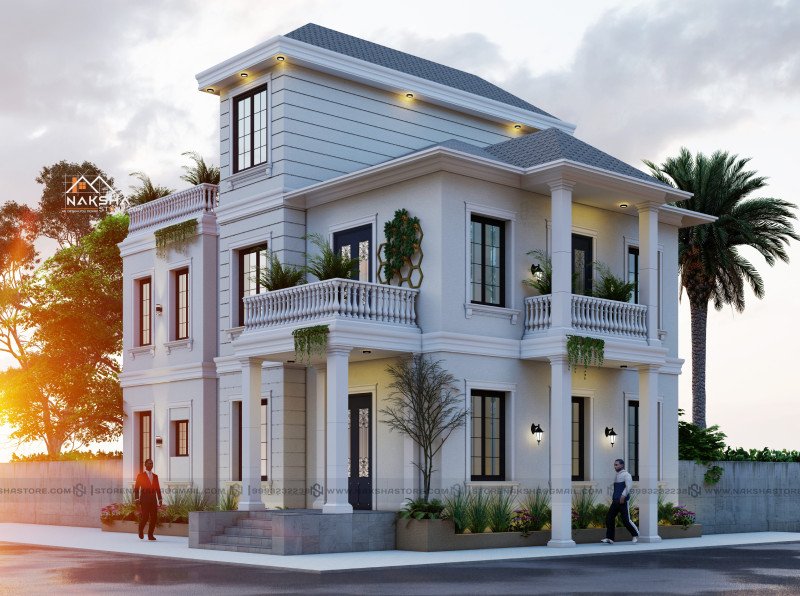40×40 Plot G+2 House Design | Classic Luxury Home – Naksha Store
