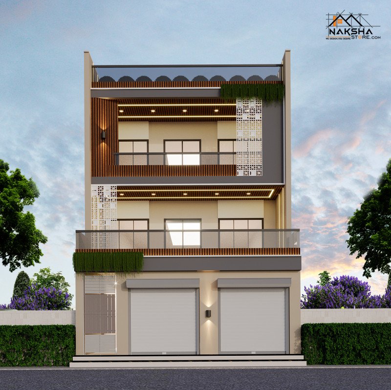 G+2 Modern House Elevation Design | Premium 3D Front Elevation for ...